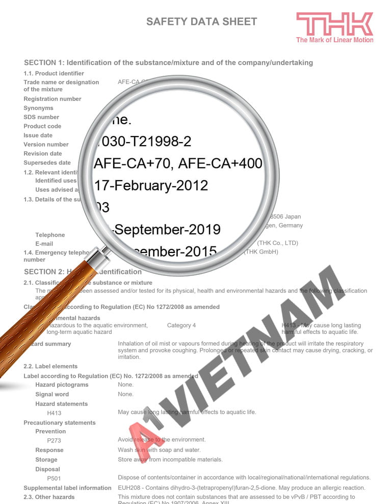 Mỡ THK AFE-CA - Phân Phối Chính Hãng Tại Việt Nam