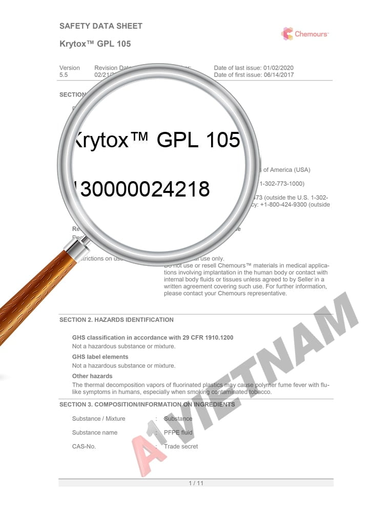 Dầu Krytox GPL 105 - Phân Phối Chính Hãng tại Việt Nam