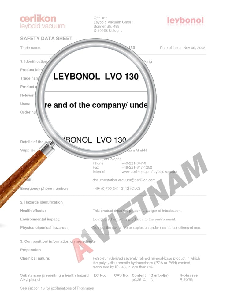 Dầu chân không Leybonol LVO 130 - Phân Phối Chính Hãng