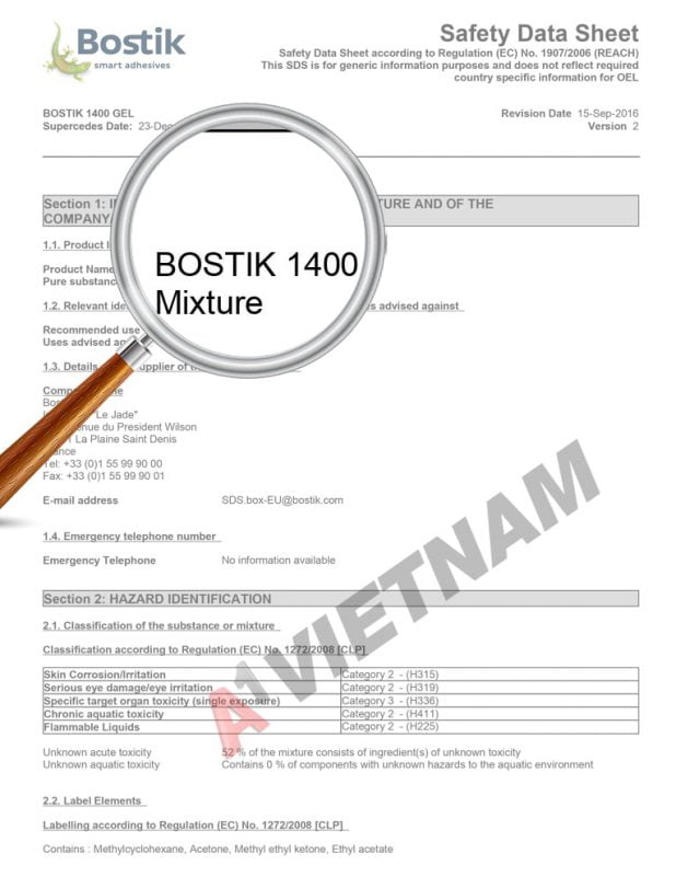 Keo Bostik 1400 - Phân Phối Chính Hãng Tại Việt Nam